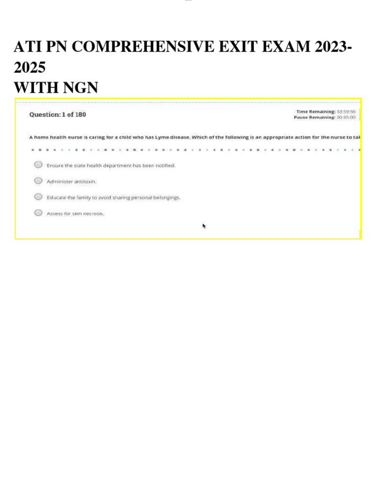 NGN 2023 Ati PN Comprehensive Exit Exam 2023 With NGN Actual Exam 100 ... NGN 2023 Ati PN Comprehensive Exit Exam 2023 With NGN Actual Exam 100 ...