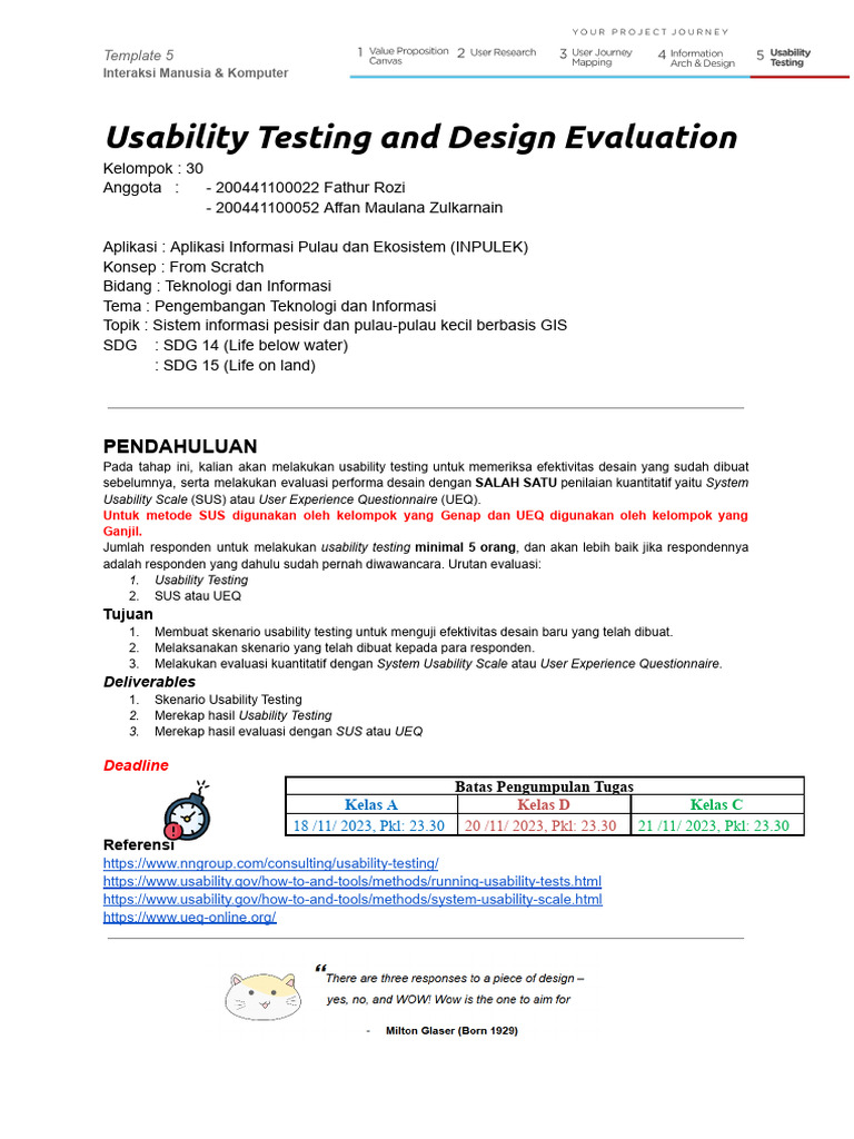 Kelompok 30 Template 5 Usability Testing and UEQ & SUS | PDF