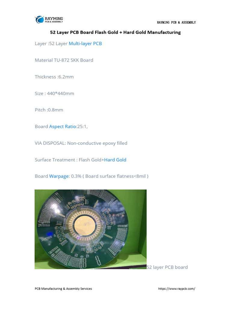 52 Layer PCB Board Flash Gold + Hard Gold Manufacturing | PDF | Printed ...