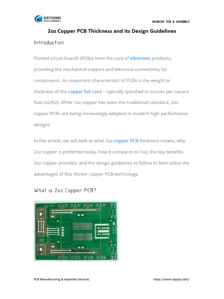 2oz Copper PCB Thickness and Its Design Guidelines | PDF | Printed Circuit Board | Electrical ...