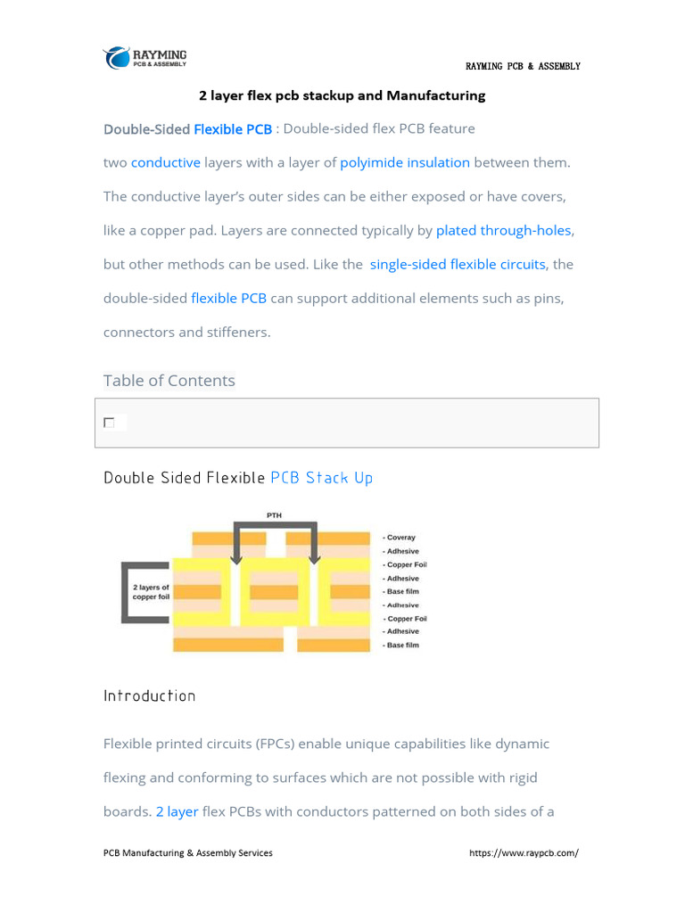 2 Layer Flex Pcb Stackup And Manufacturing Pdf Printed Circuit