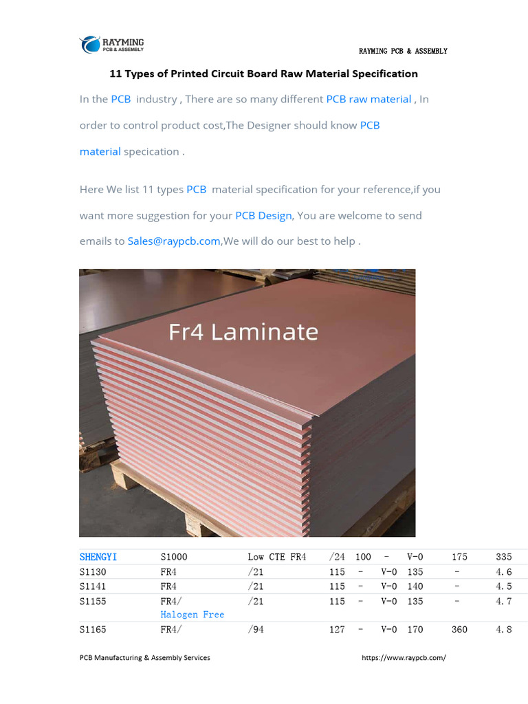 11 Types of Printed Circuit Board Raw Material Specification | PDF ...