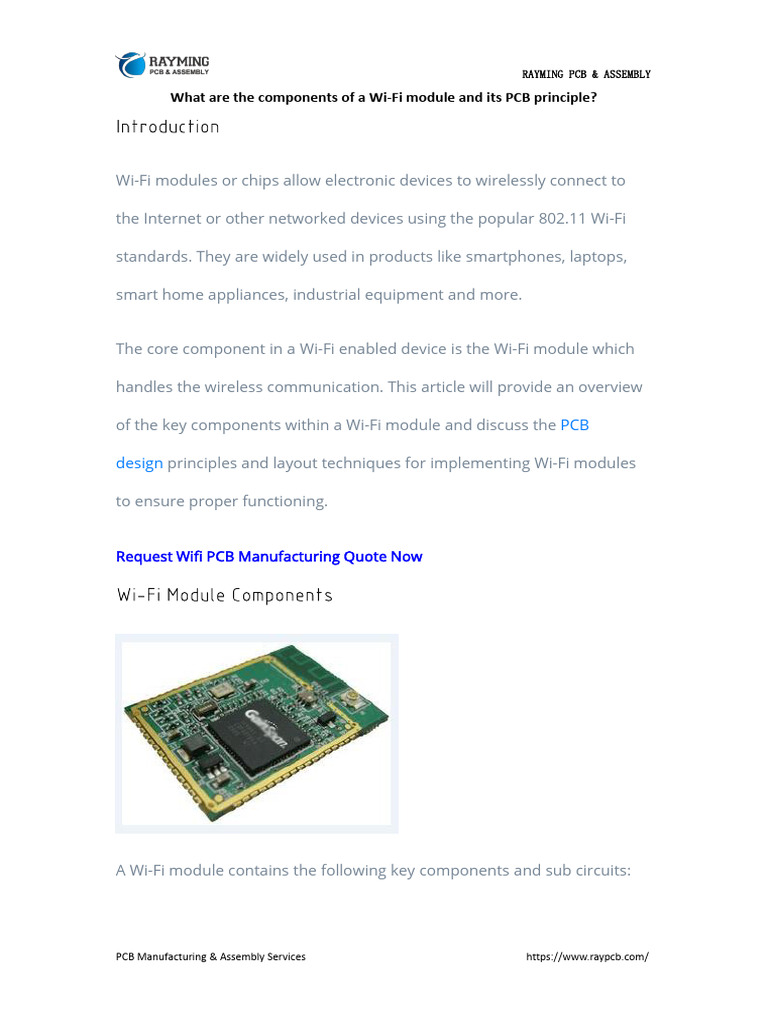 Wi-Fi Module Components and Design Guide | PDF | Printed Circuit Board ...