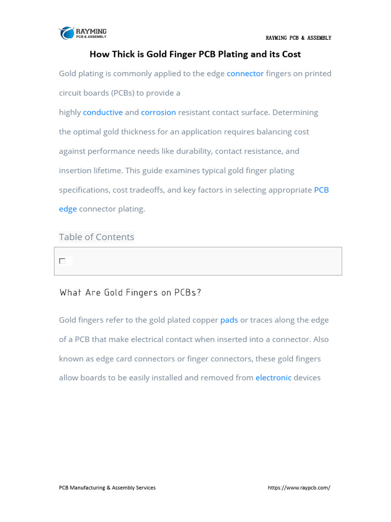 How Thick Is Gold Finger PCB Plating and Its Cost | PDF | Printed ...
