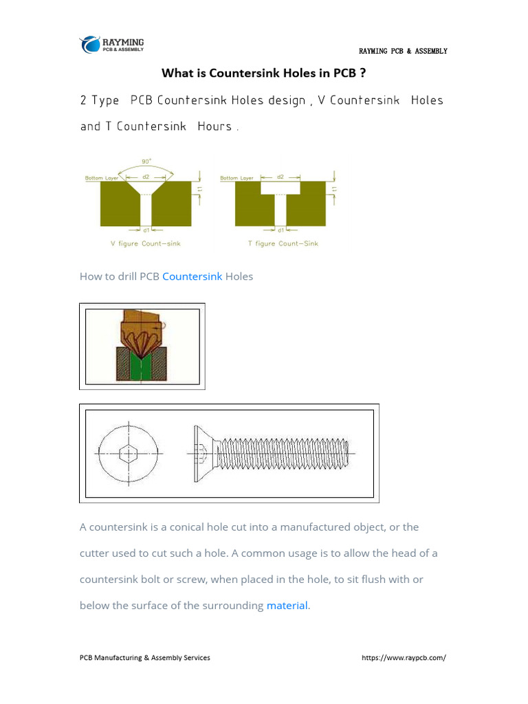 What Is Countersink Holes in PCB | PDF | Printed Circuit Board | Screw