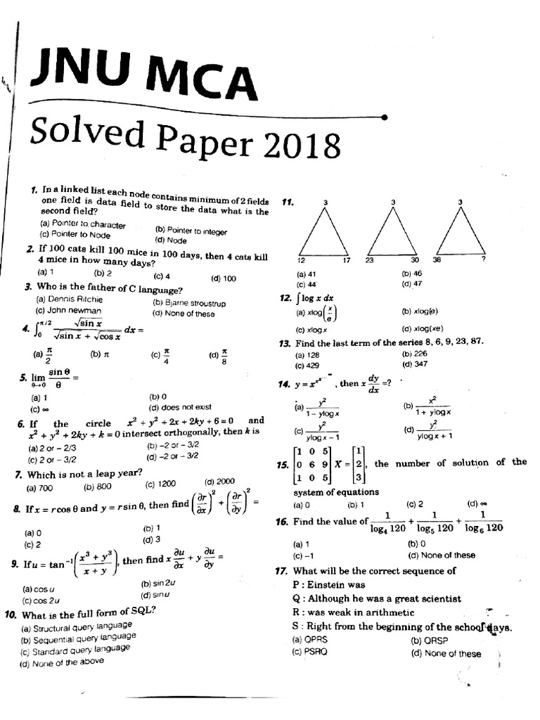 JNU Pyq 2018,2019 | PDF