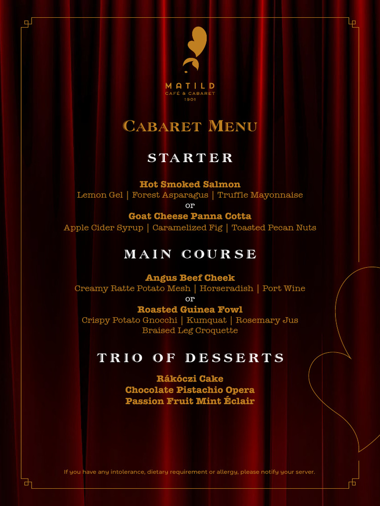 Matild Cabaret Menus | PDF