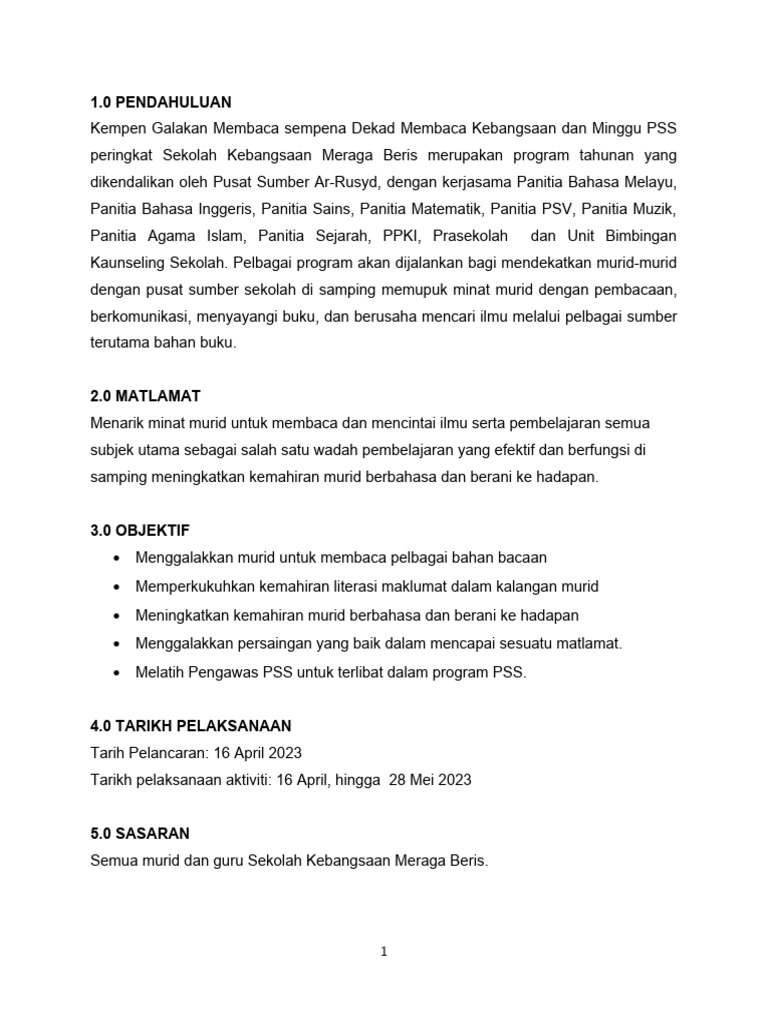 KERTAS KERJA Kem Galakan Membaca | PDF