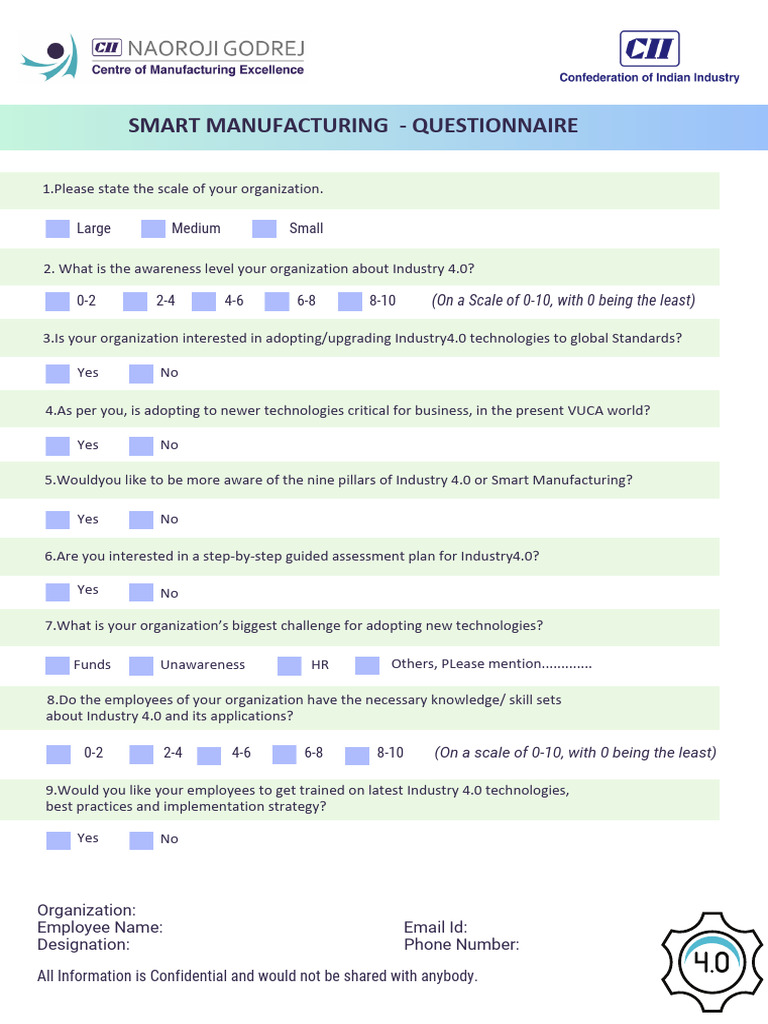 Smart Manufacturing - Questionnaire | PDF