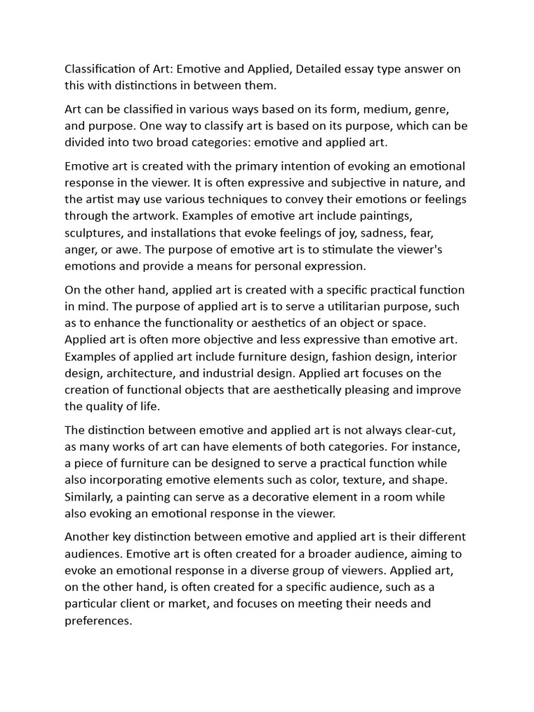 Classification of Art | PDF | Aesthetics | Emotions