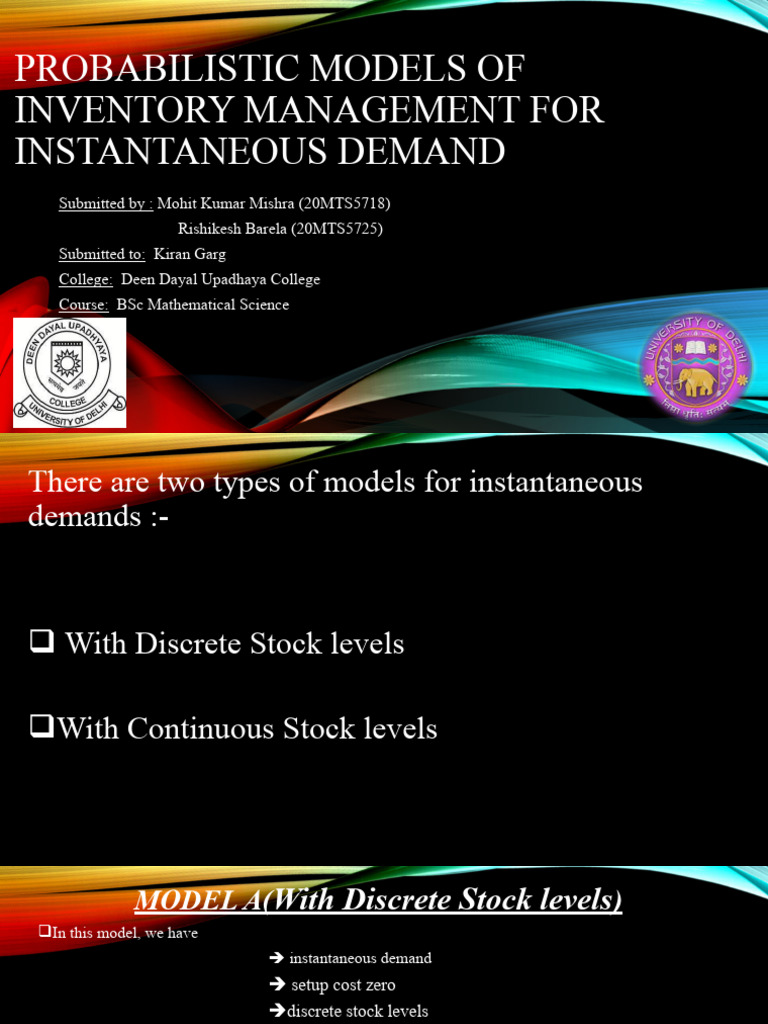 Inventory Presentation Pdf Probability Distribution Demand