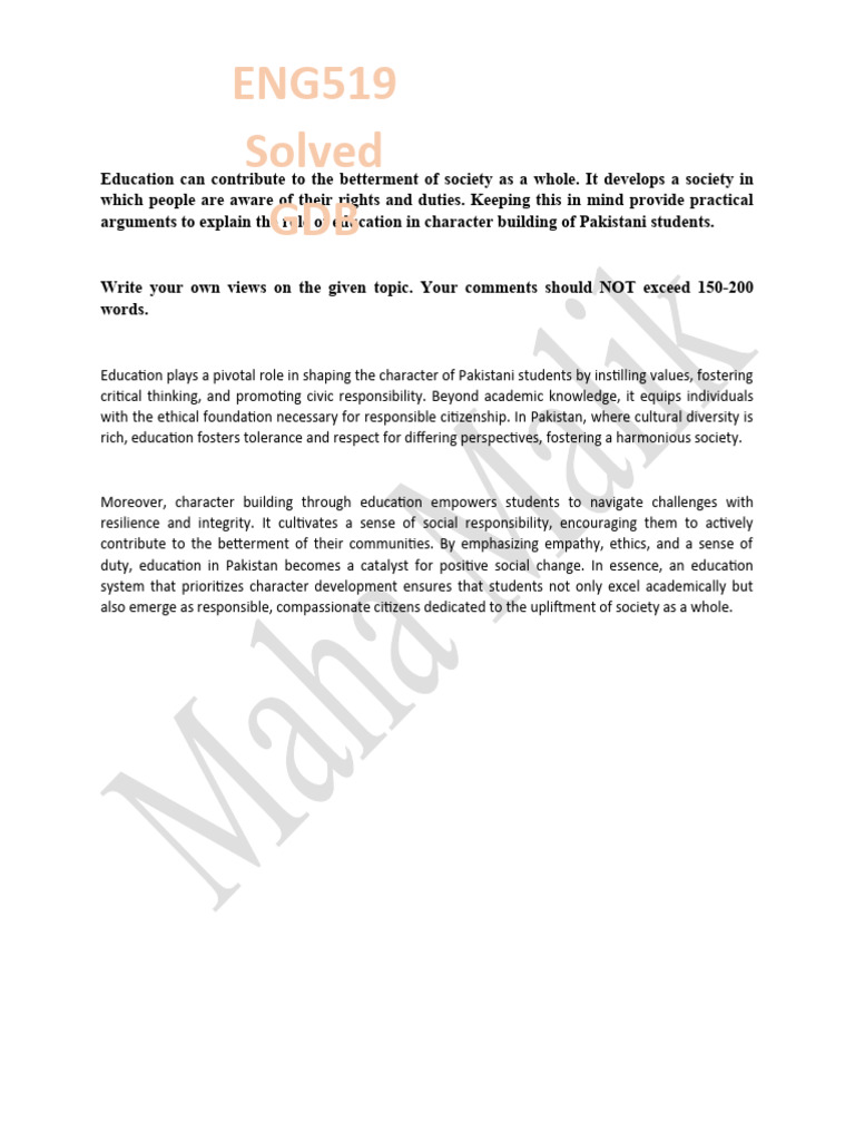 Eng519 - Solved GDB | PDF