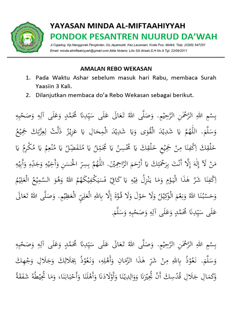 Amalan Rebo Wekasan | PDF