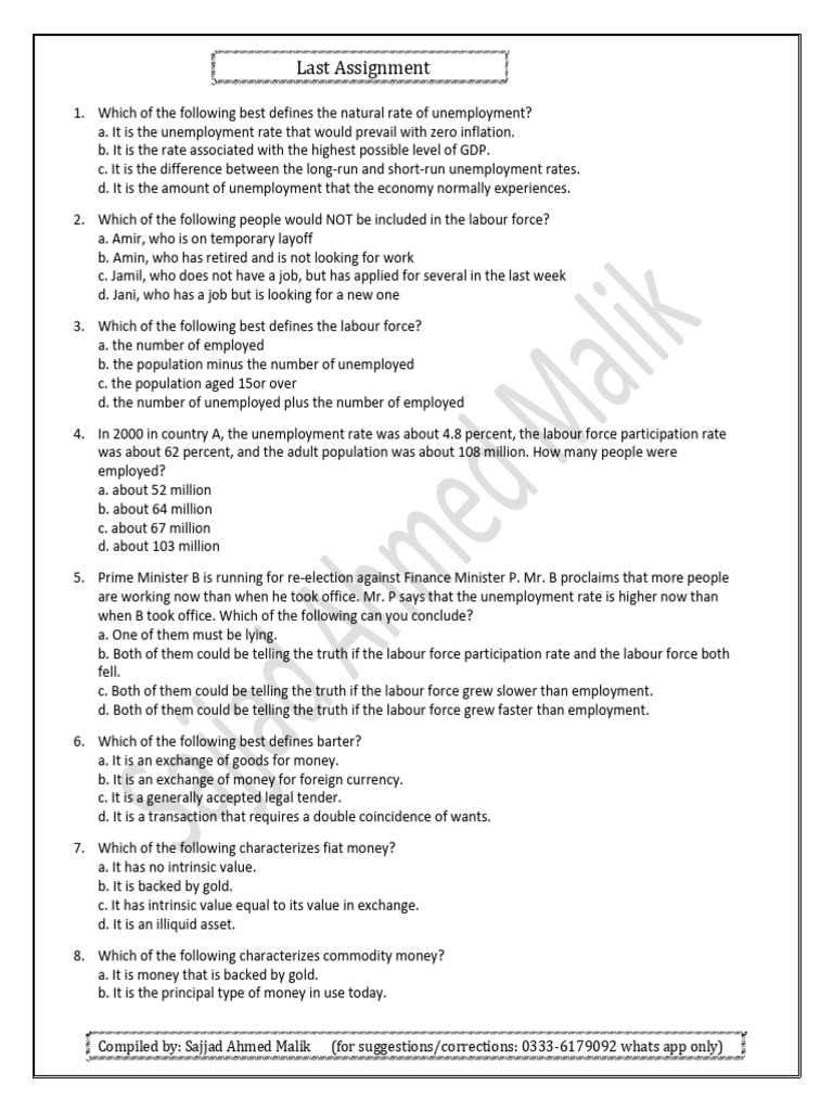 Last Assignment by Sajjad Malik v2 | PDF | Inflation | Money Supply