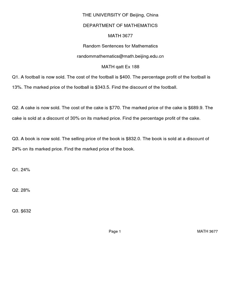MATH Qatt Ex 188 | Download Free PDF | Financial Economics | Market (Economics)