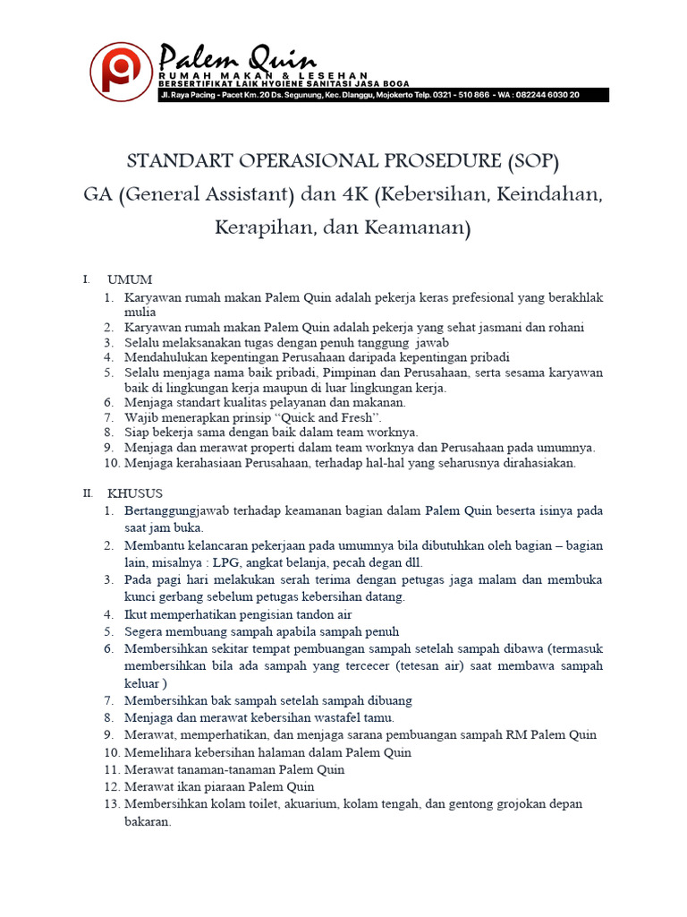 Sop General Assistant | PDF