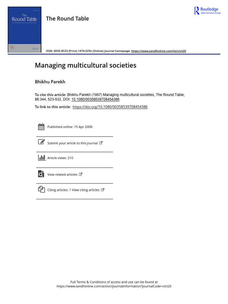 Managing Multicultural Societies | PDF | Multiculturalism | Citizenship