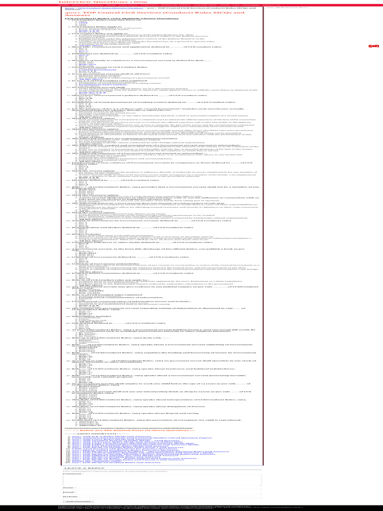 300+ TOP Central Civil Services (Conduct) Rules MCQs and Answers 2022 ...