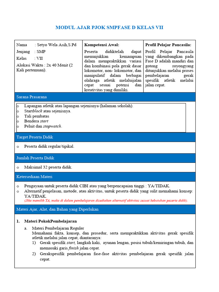 05 Modul Ajar Jalan Cepat | PDF