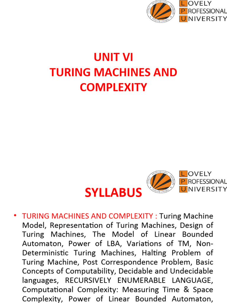 Unit Vi Turing Machines | PDF | Computational Complexity Theory | Algorithms