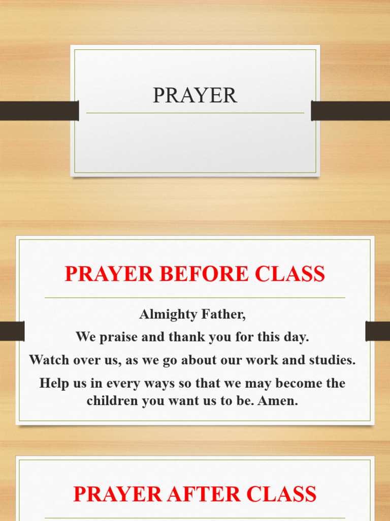 Classroom Prayer: Before and After | PDF | Wellness | Religion & Spirituality
