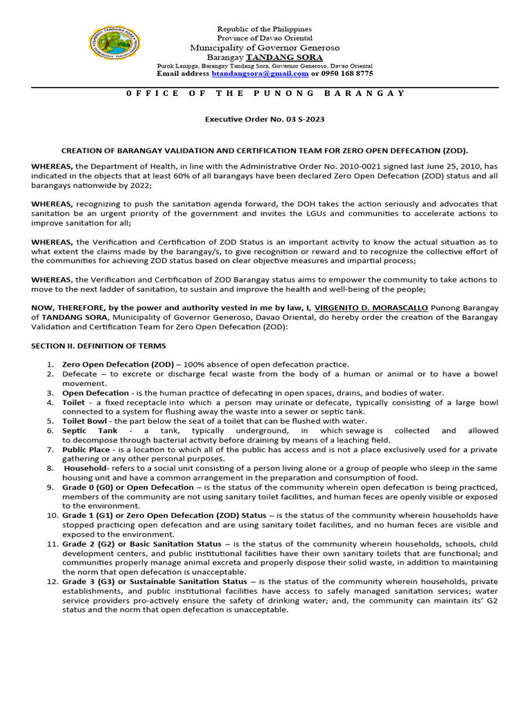 Executive Order Zod | Download Free PDF | Toilet | Sanitation