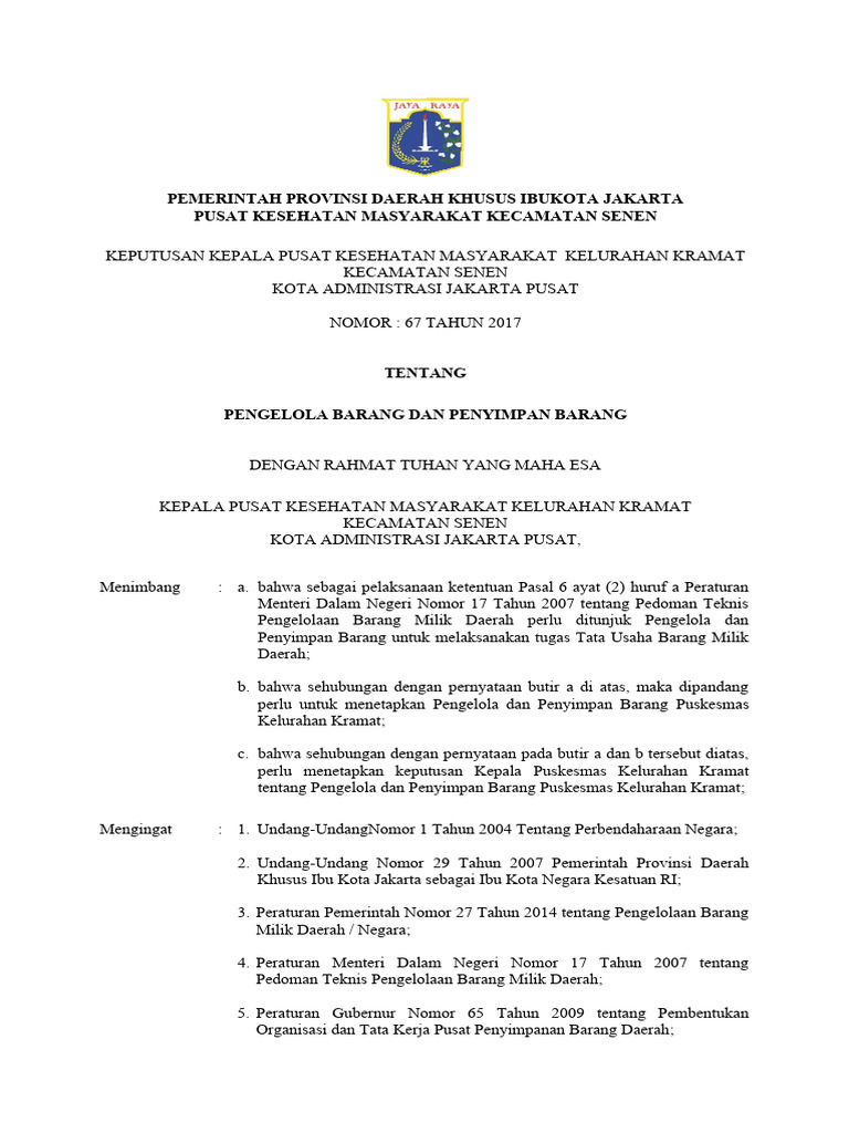 2.6.1 Ep 1 SK Dan Uraian Tugas Dan Tanggung Jawab Pengelola Barang | PDF