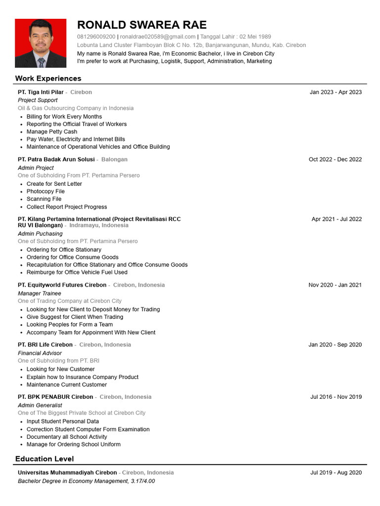 CV SPV Ronald Swarea Rae | PDF | Economies | Private Sector