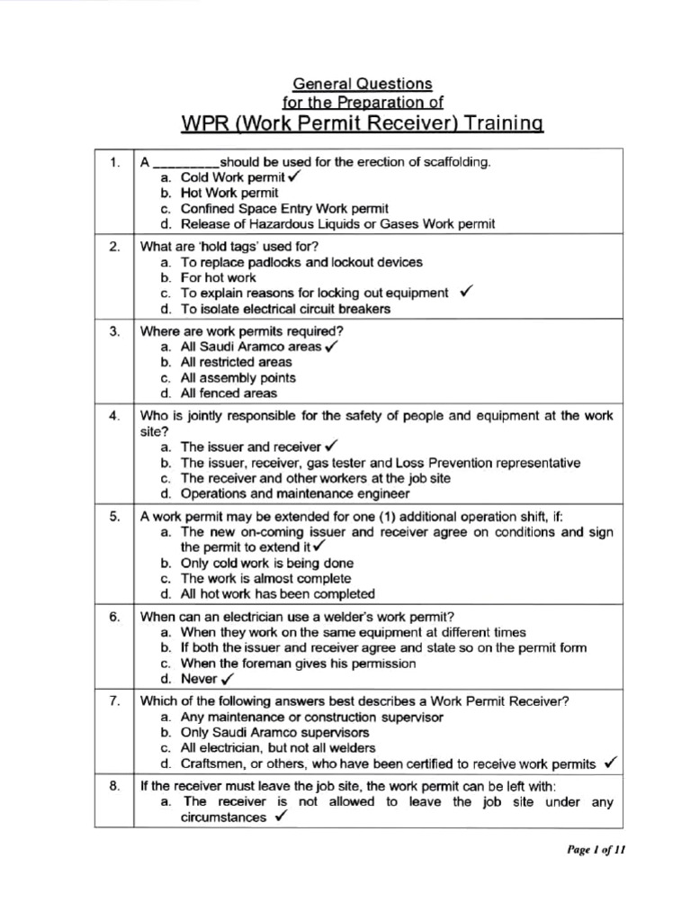 WPR (Work Permit Receiver) Training: For The Preparation of | PDF