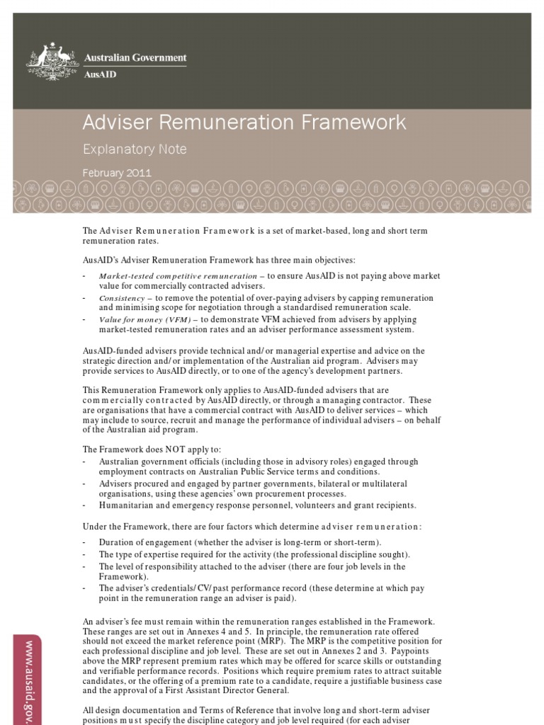 AUSAid Adviser Remuneration Framework | PDF | Agriculture | Social Science