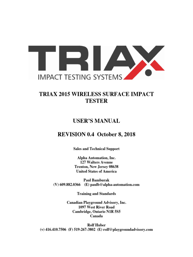 Triax 2015 Impact Tester Manual | PDF | Computer File | Battery Charger