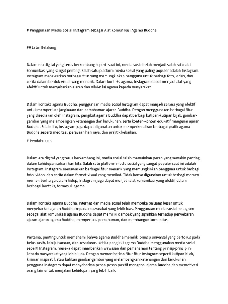 Penggunaan Media Sosial Instagram Sebagai Alat Komunikasi Agama Buddha Mentah | PDF | Ilmu ...