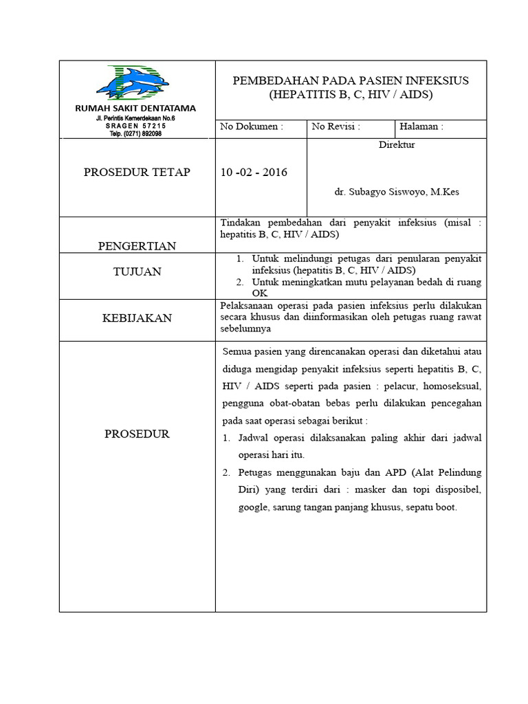 Prosedur Bedah Pasien Infeksius | PDF