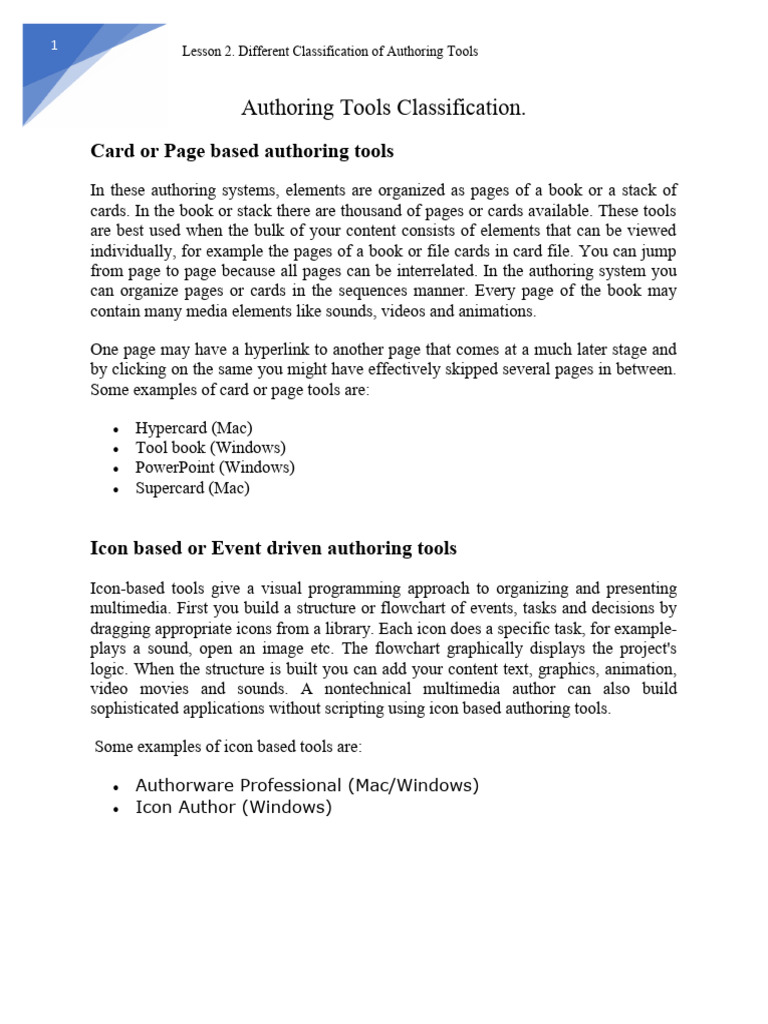 Lesson 2. Classification of Authoring Tools | PDF | Icon (Computing) | Object (Computer Science)