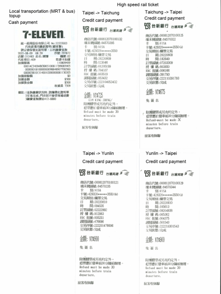 Transportation Receipt (Train, Bus, MRT) | PDF