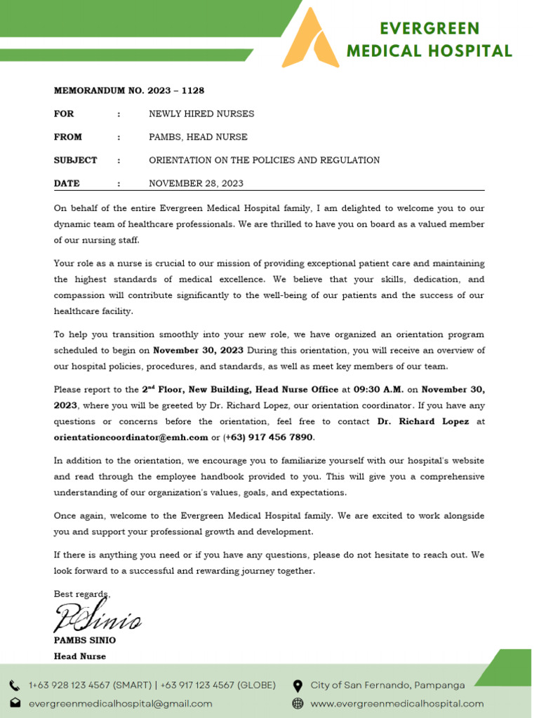 Hospital Memorandum | PDF | Career & Growth | Science & Mathematics