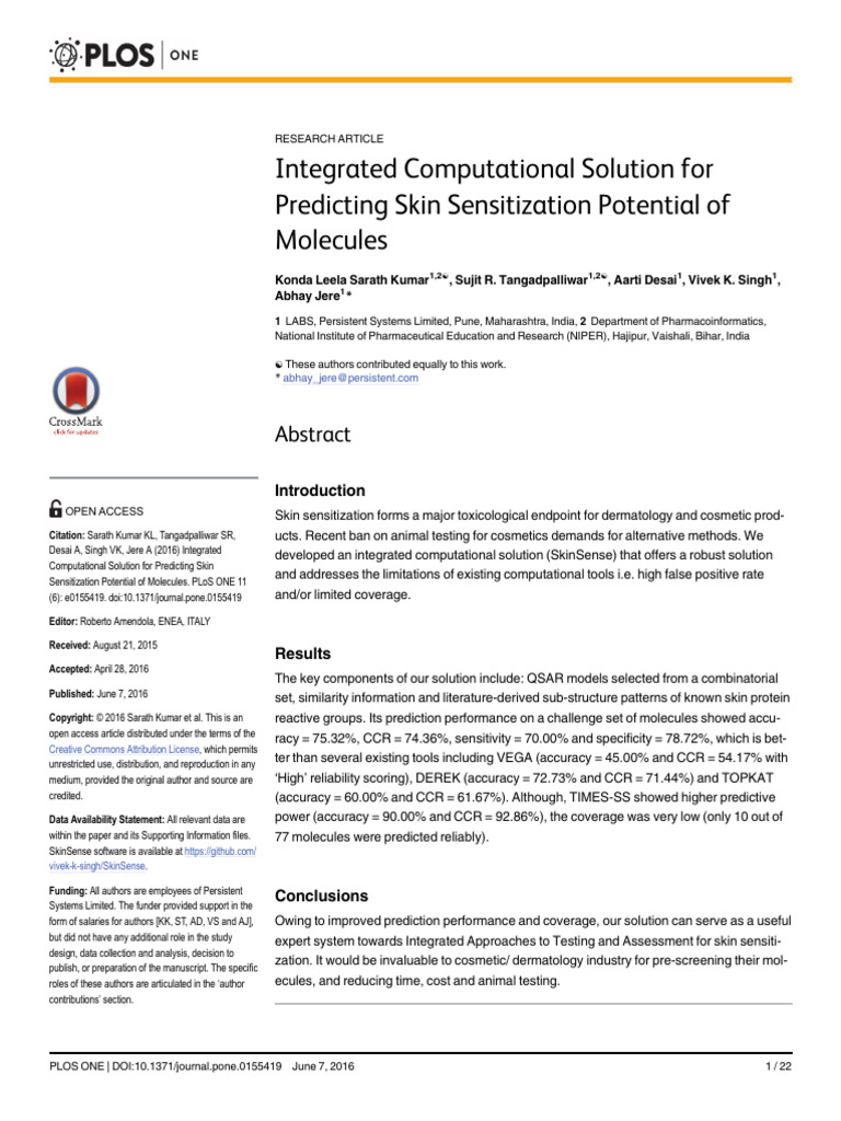 Integrated Computational Solution For Predicting Skin Sensitization ...