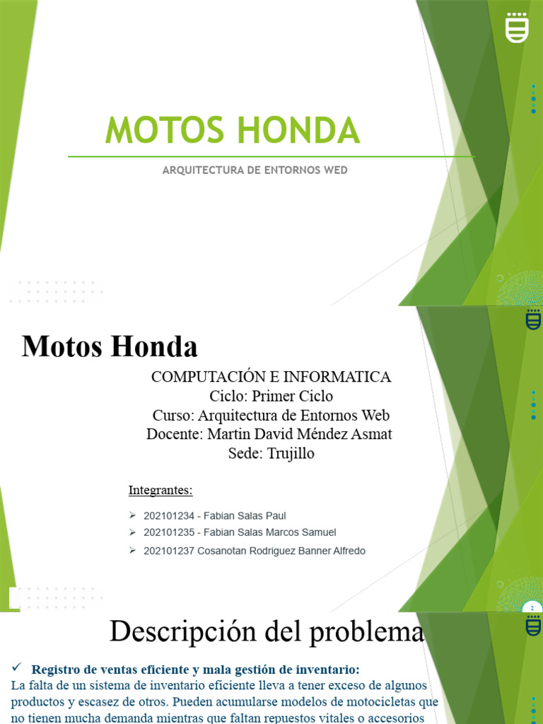 Modelo de PPT Motos Honda | PDF | Honda | Inventario