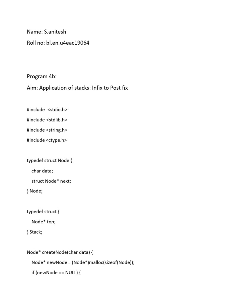 Infix to Postfix Conversion Code | PDF | Computer Programming | Object Oriented Programming