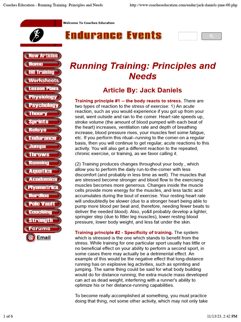 Running Training Principles Explained | PDF | Skeletal Muscle | Heart
