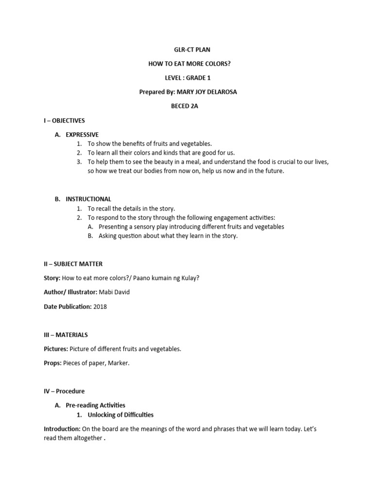 GLR - CT Lesson Plan | PDF | Cognitive Science | Cognition