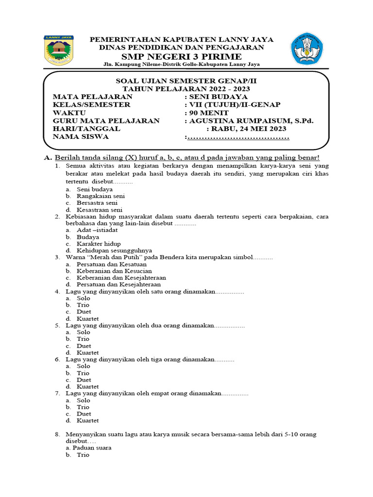 Soal SBD 2023 | PDF | Seni & Disiplin Bahasa | Seni