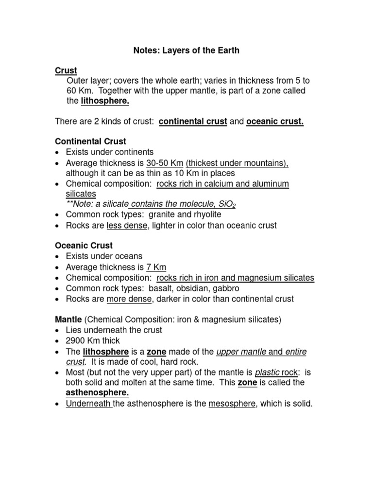 Notes - Earths Layers | PDF