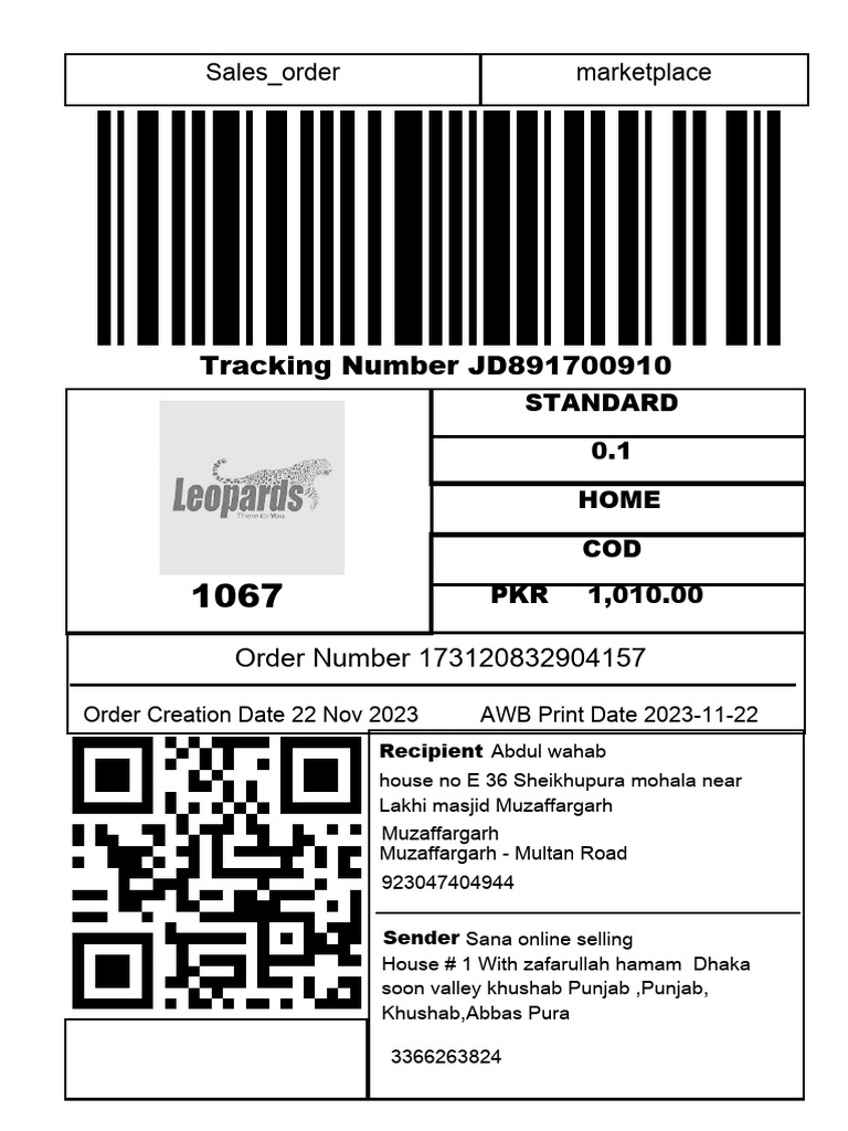 Tracking Number JD891700910: Sales - Order Marketplace | PDF