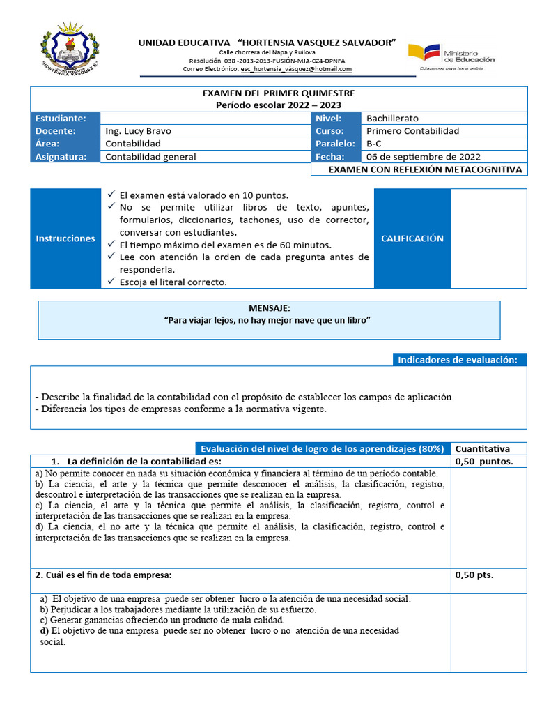 Modelo de Eva Metacog Filos | PDF | Contabilidad | Business
