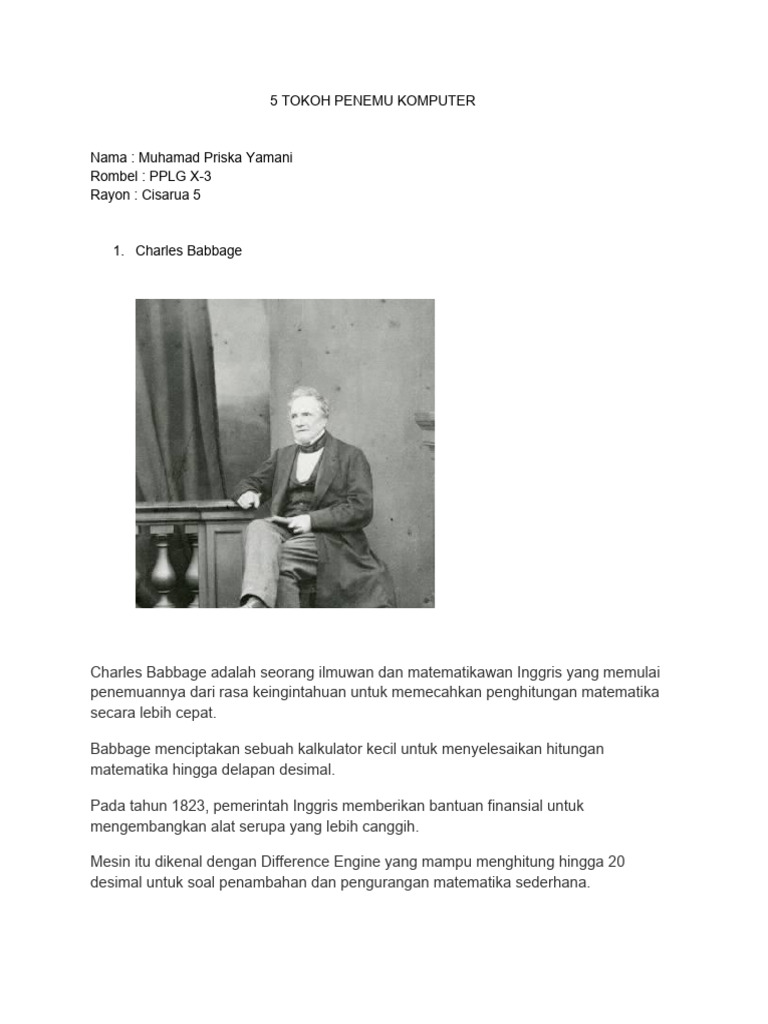 5 Tokoh Penemu Komputer Muhamad Priska Yamani | PDF