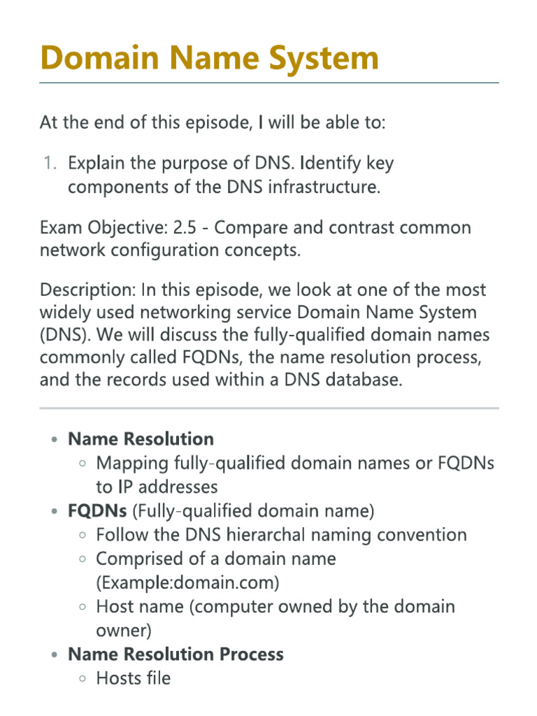 Comptia Aplus2201101 2 5 1 Domain Name System | PDF