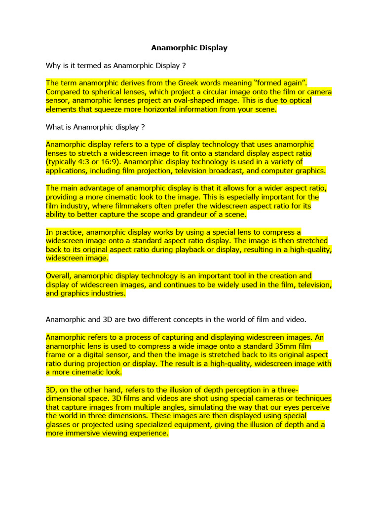 Anamorphic Display | PDF | Cinematography | Stereoscopy