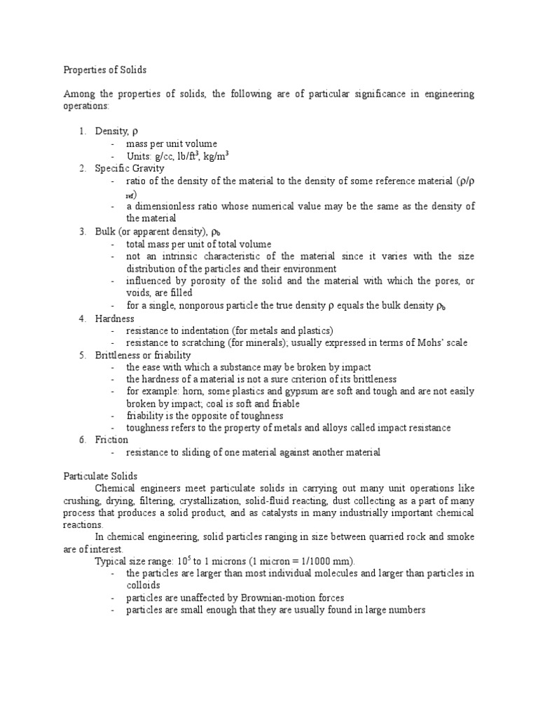 Properties of Solids | PDF | Solid | Particle