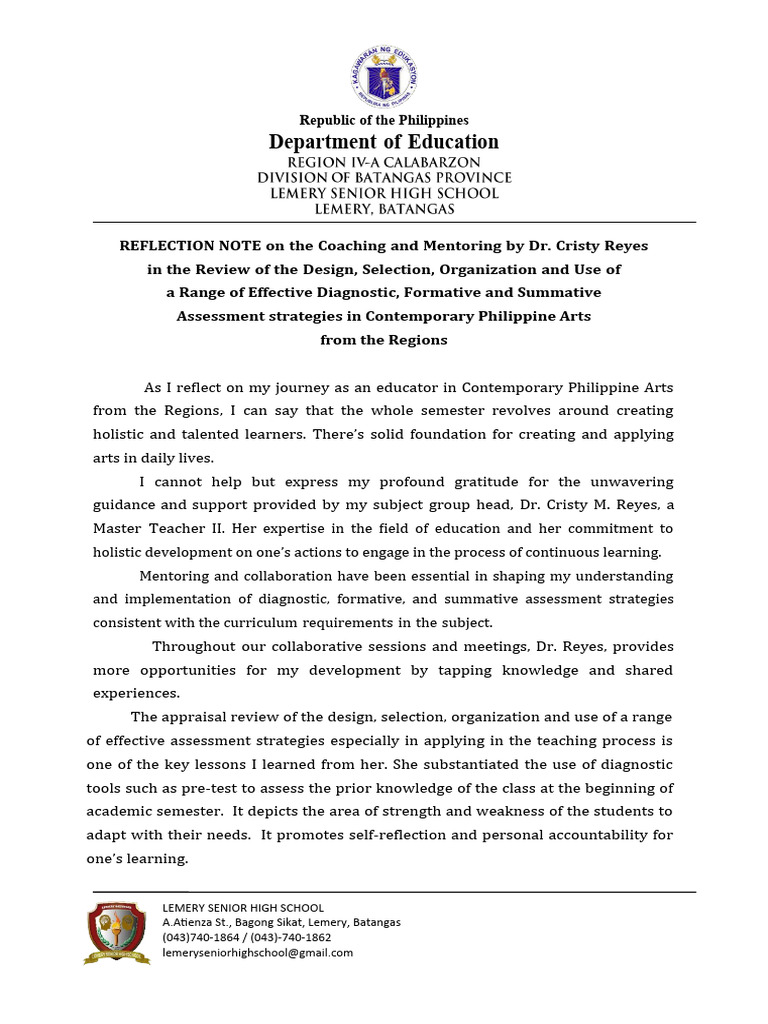 Reflection-Note-Objective-10 (1) - Crystal | PDF | Cognitive Psychology ...